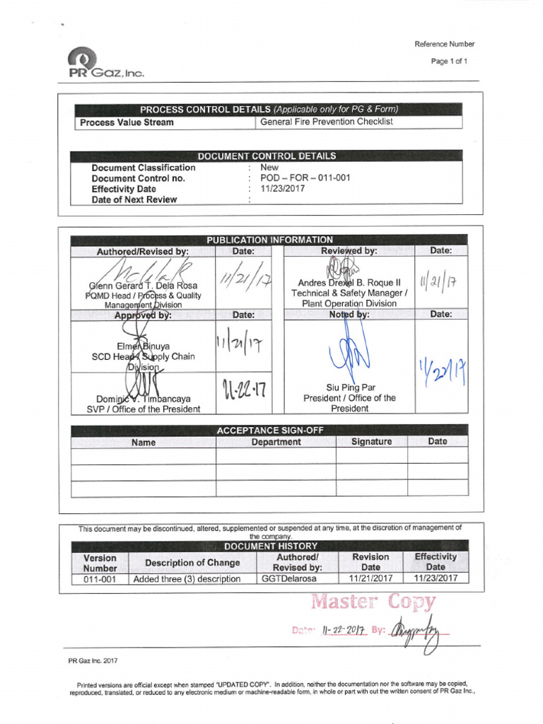 Approval Sheet - General Fire Prevention Checklist | PDF