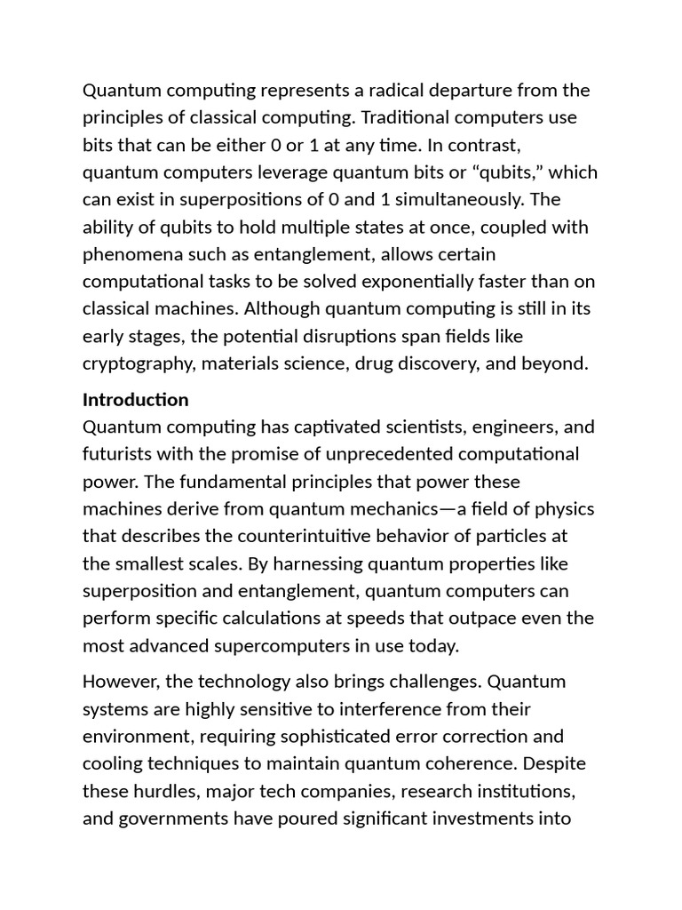 Quantum Computing And Its Potential Disruptions Pdf Quantum Computing Computing