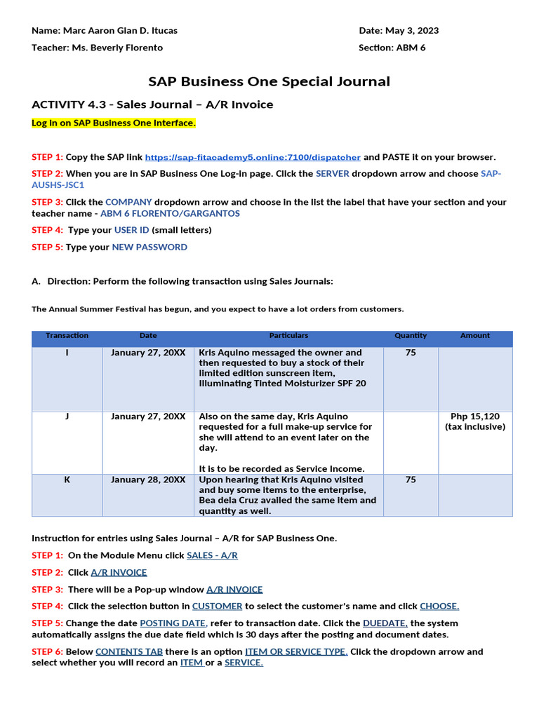Sap Activity 4.3 Abm 6 | PDF | System Software | Computing