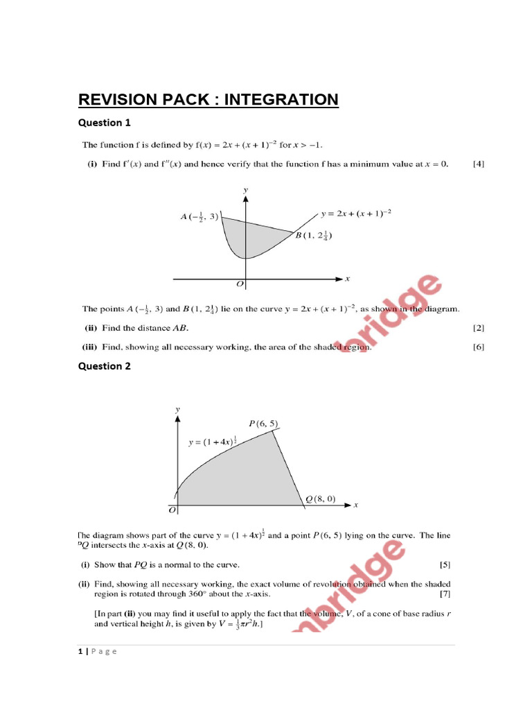 PPSC P3 Revision Pack: Integration | PDF
