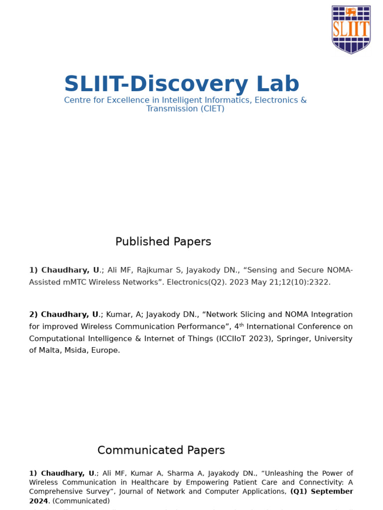 SLIIT-Discovery Lab Meeting | PDF