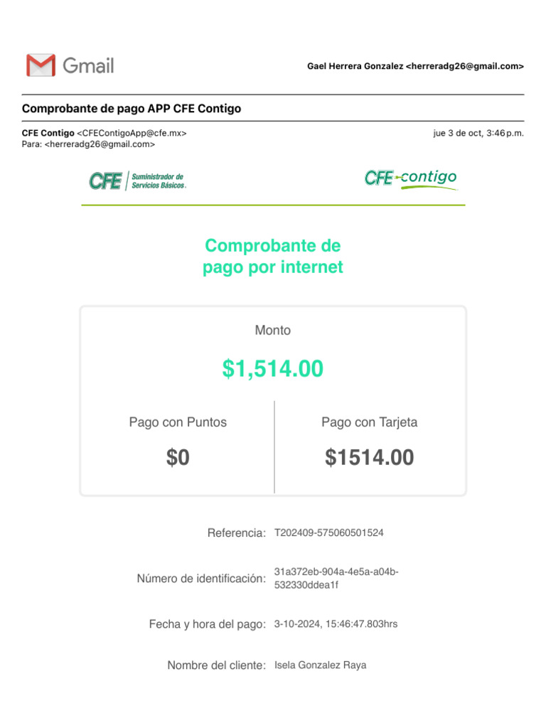 Comprobante de pago APP CFE Contigo | PDF