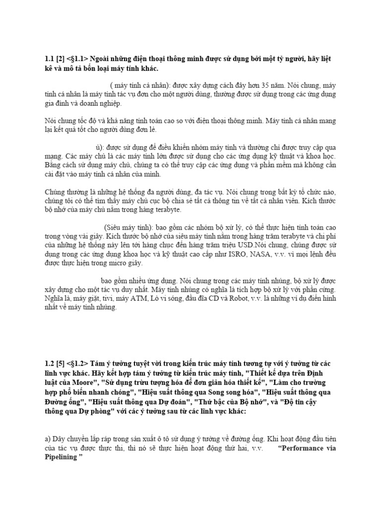 BT Chương 1 KTMT | PDF