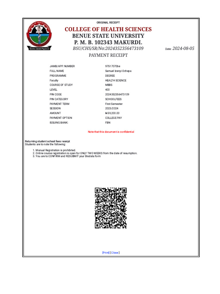 Hostel Payment Receipt | PDF