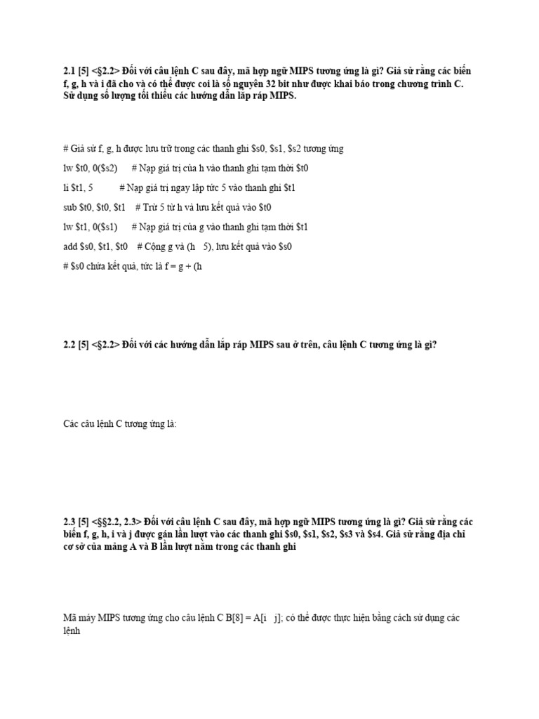 BT Chương 2 KTMT | PDF