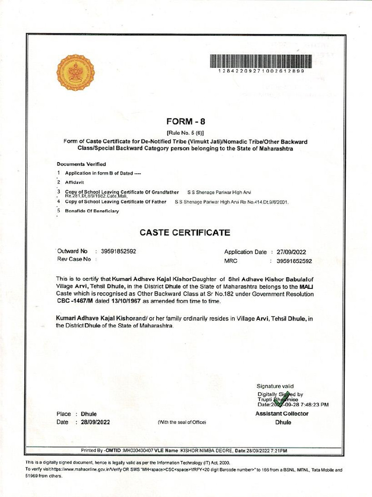 Cast Certificate | PDF