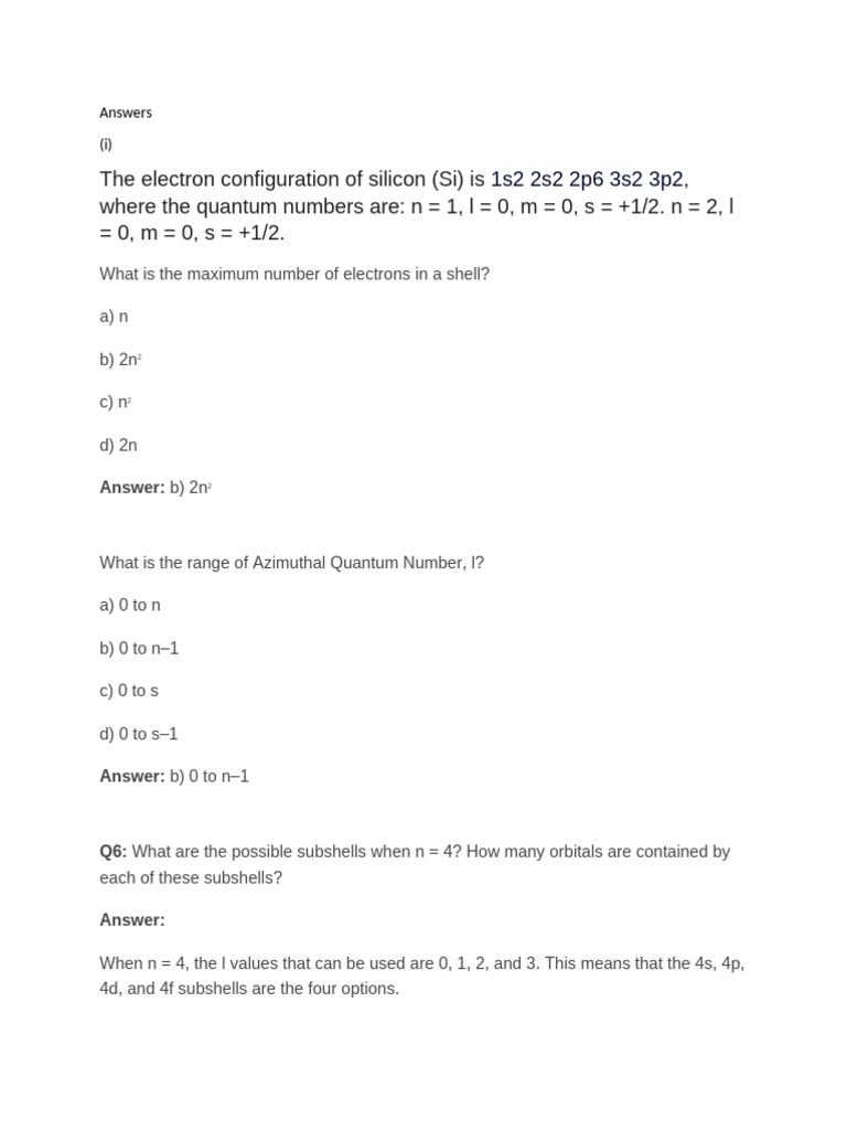 Quantum Numbers and Electron Configurations | PDF