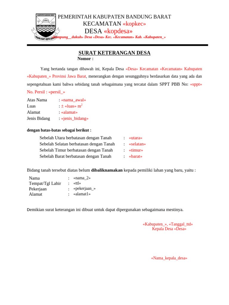 Surat Keterangan Desa | PDF