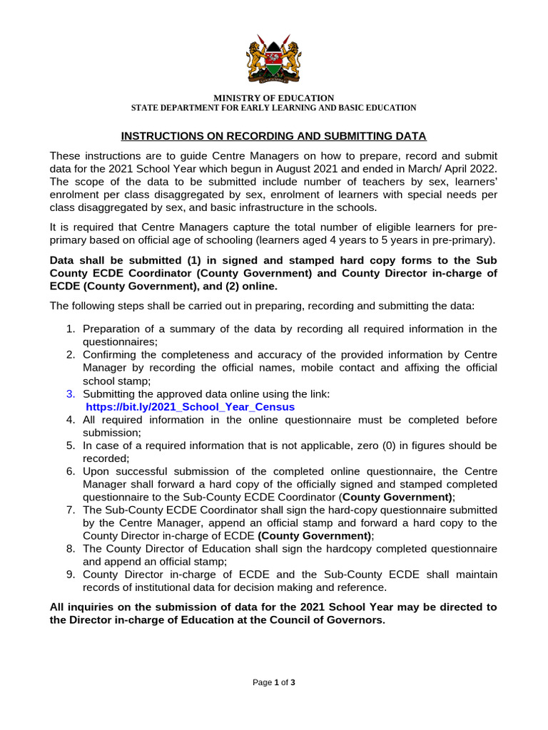 Guidelines and Questionnaires - For - 2021 - School - Year - Census ...