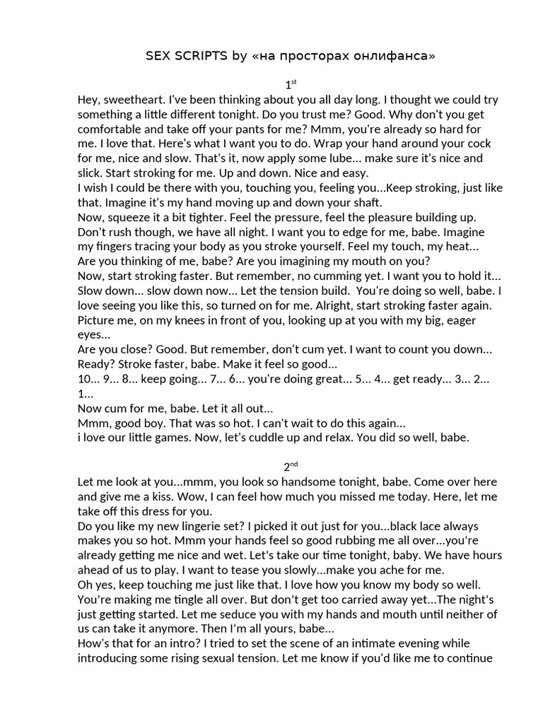 SEX SCRIPTS by "на просторах онлифанс" | PDF | Human Sexuality