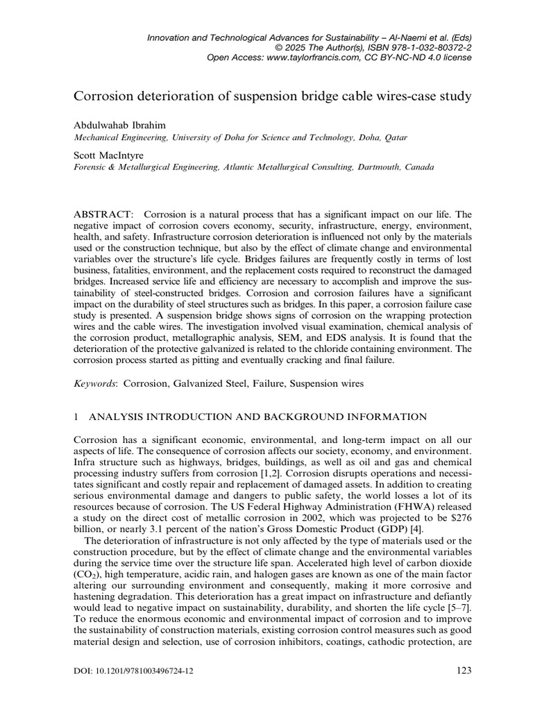 Corrosion Deterioration of Suspension Bridge Cable Wires-Case Study ...