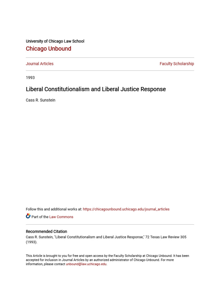 Liberal Constitutionalism and Liberal Justice Response | PDF | John ...