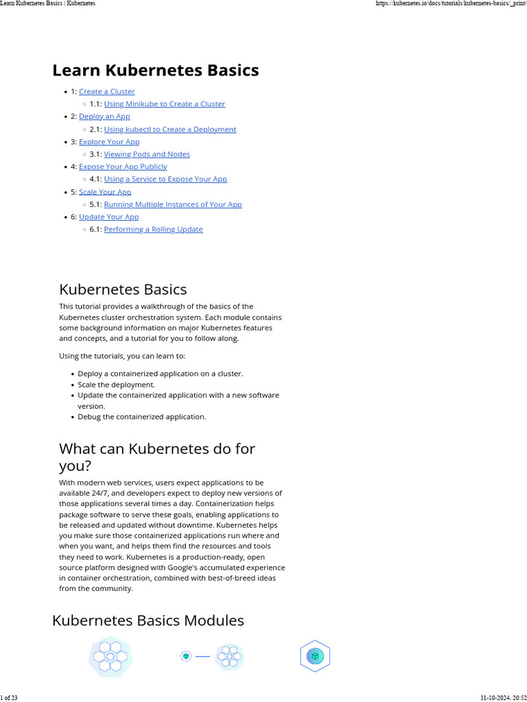 Learn Kubernetes Basics Kubernetes Pdf Computer Cluster Computing