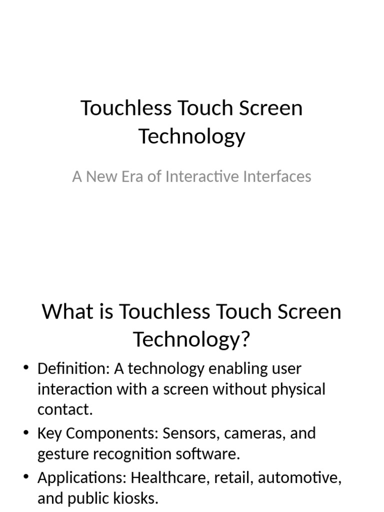 Touchless Touch Screen Technology Explained | PDF