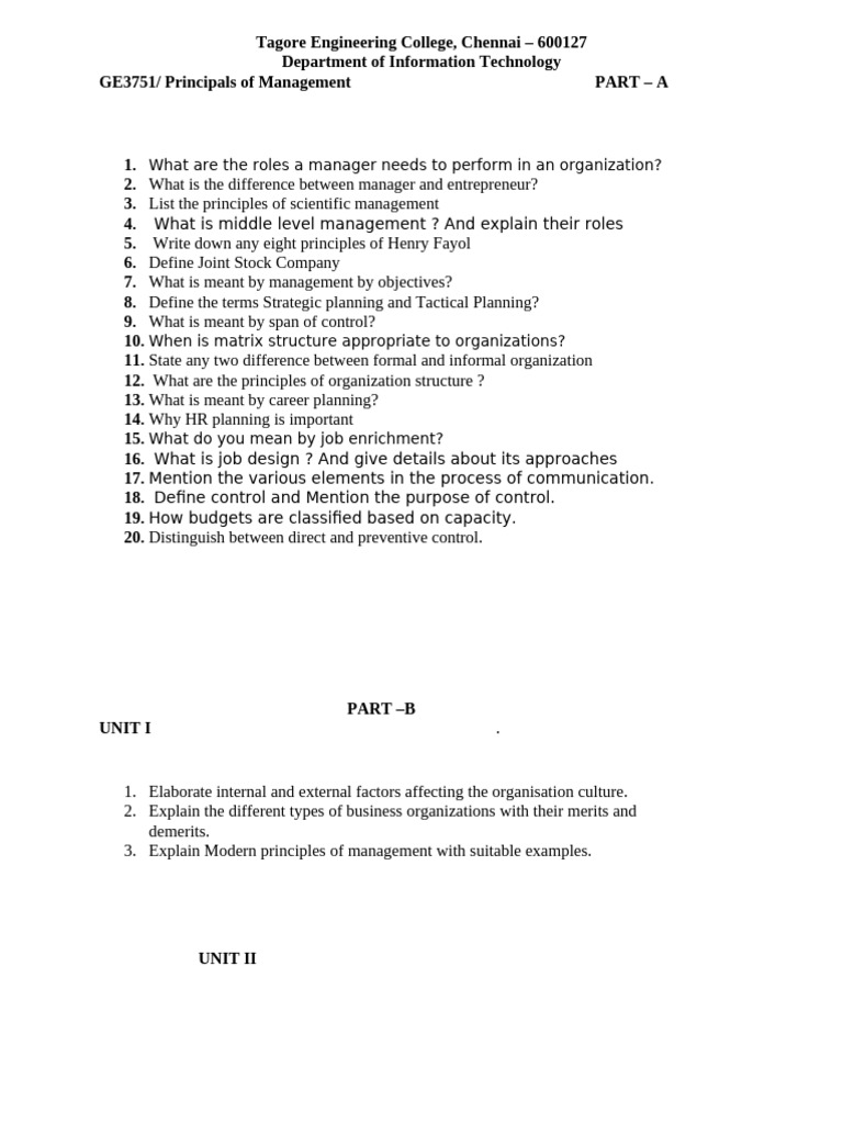 GE3751 - POM University Questions | PDF | Motivation | Motivational