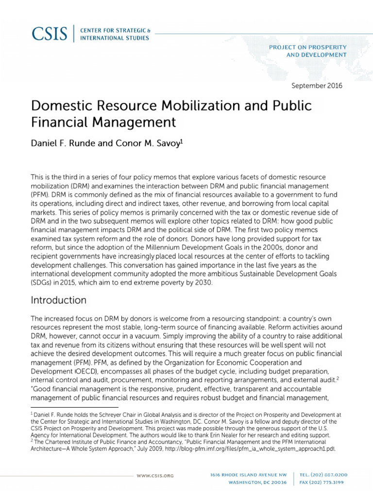 Domestic Resource Mobilization and Public Financial Management | PDF