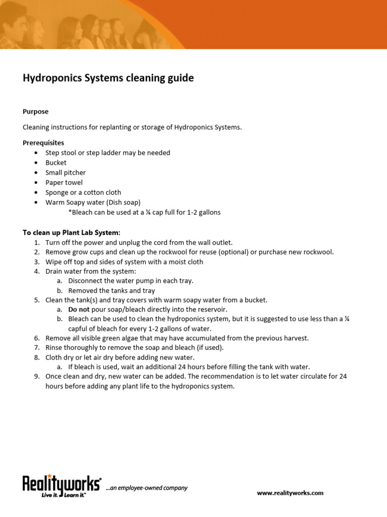Hydroponic Cleaning | PDF | Hydroponics | Water
