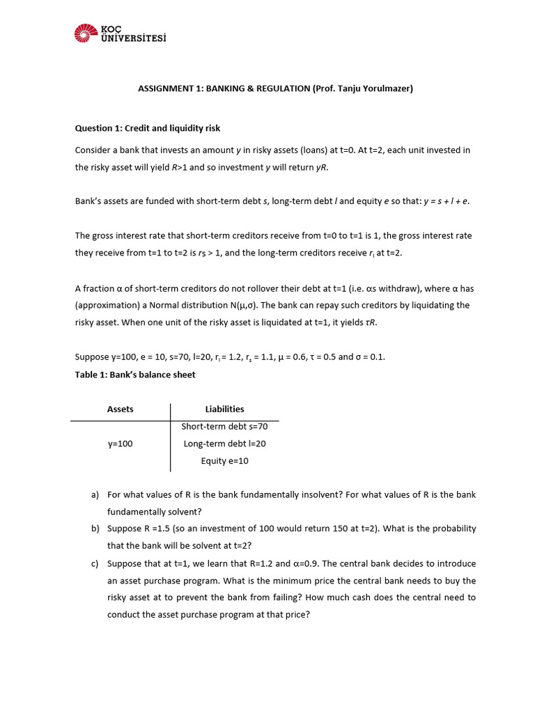 Koc Banking HW1 | PDF | Banks | Equity (Finance)