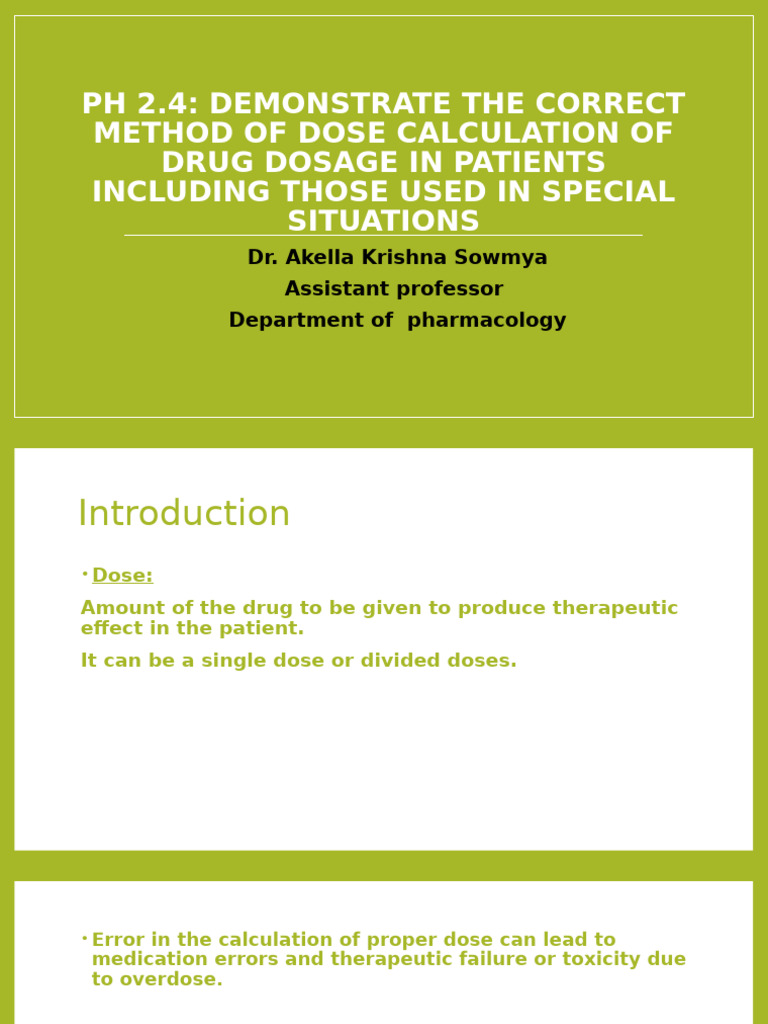 Drug Calculations Pdf Dose Biochemistry Chemistry