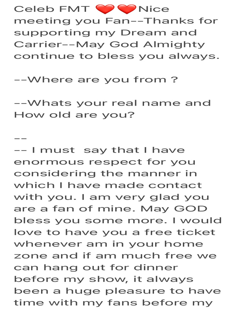 Celeb FMT Nice Meeting You Fan - Thanks For Supporting My Dream | PDF | Love