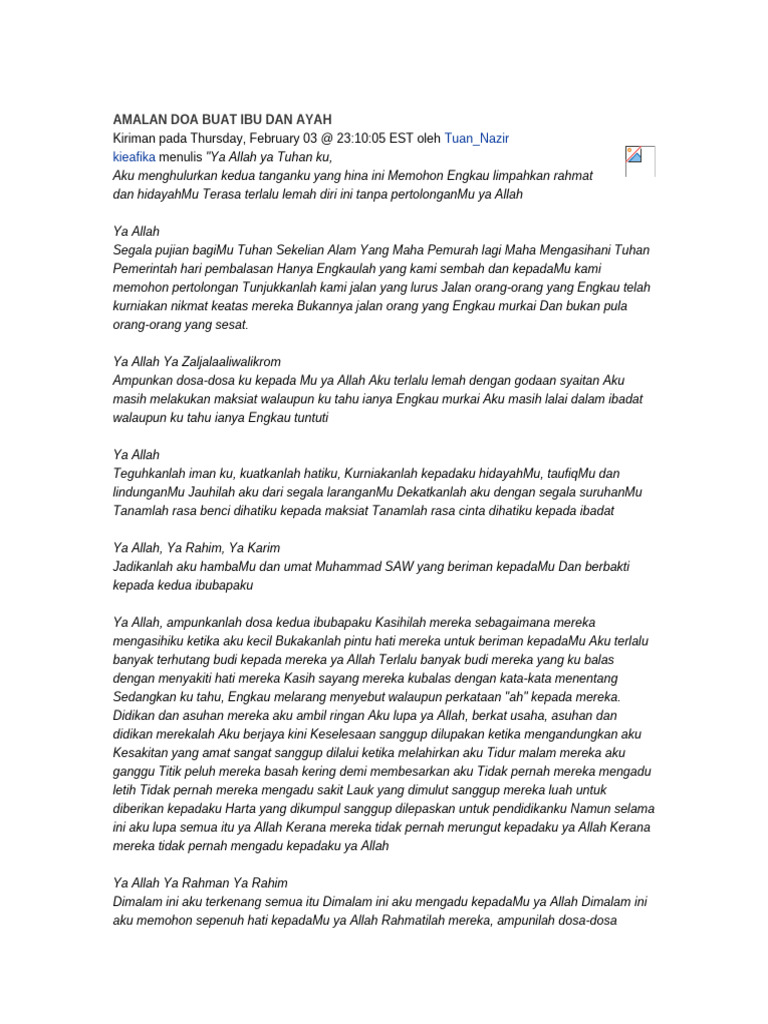 AMALAN DOA BUAT IBU DAN AYAH | PDF