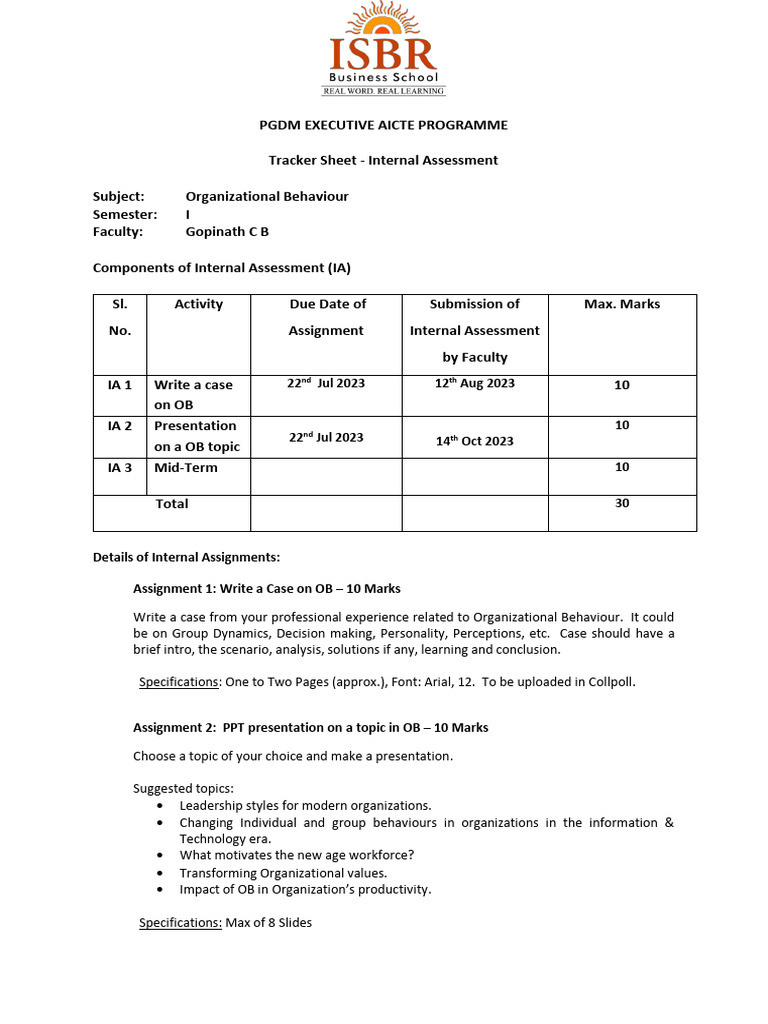 Assignment 1&2, OB - Semester 1 | PDF