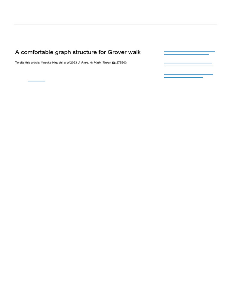 A Comfortable Graph Structure For Grover Walk | PDF | Vertex (Graph ...