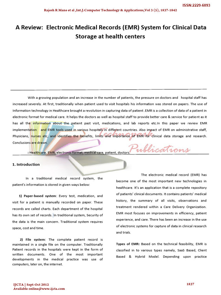 EMR Systems for Clinical Data Storage | PDF | Electronic Health Record ...