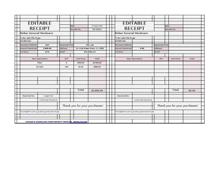 Editable Receipt Template | PDF | Receipt | Money