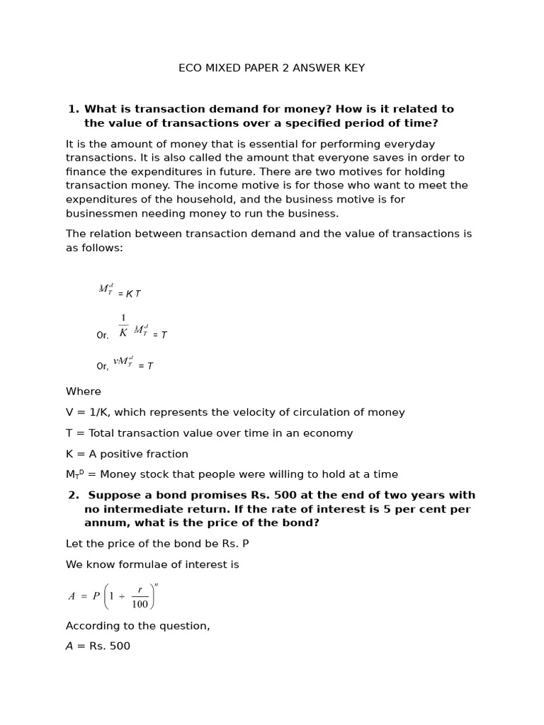 Eco Mixed Paper 2 Answer Key | PDF | Gross Domestic Product ...