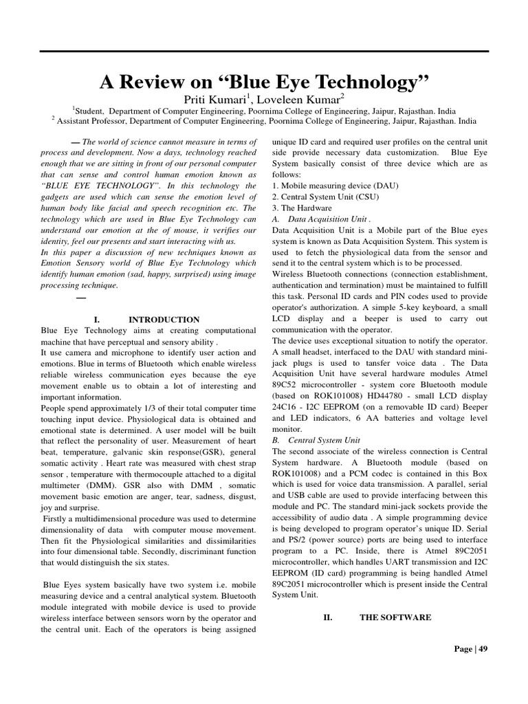 Overview of Blue Eye Technology | PDF | Sampling (Signal Processing ...