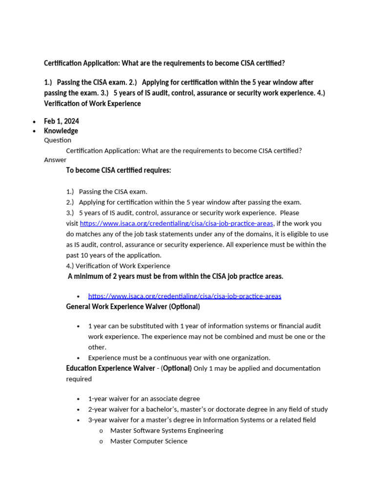 CISA Membership Requirements | PDF | Accountant | Audit