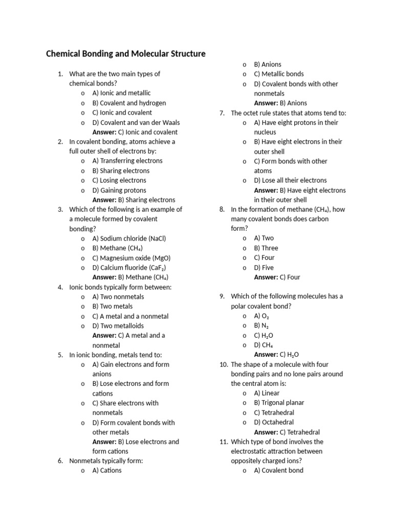 Chemical Bonding and Molecular Structure | PDF | Chemical Bond | Ion