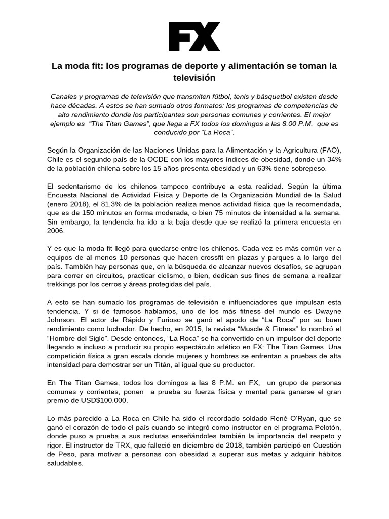 Nota El Boom de Los Programas de Deporte | PDF | Deportes | Obesidad