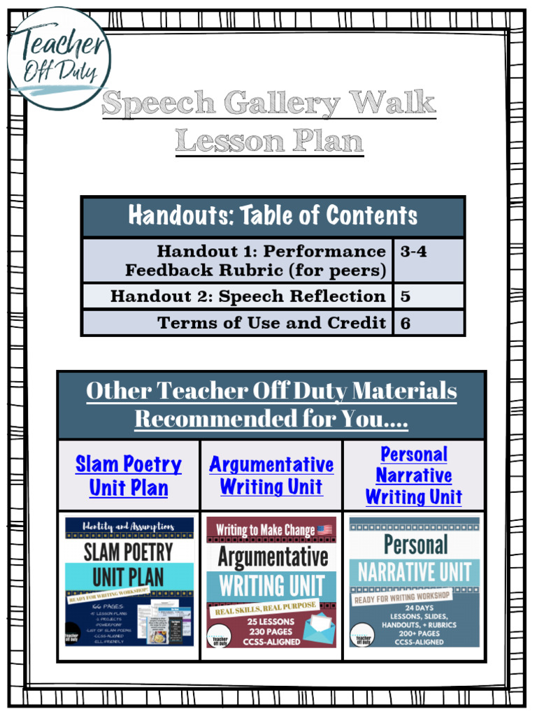 Gallery Walk Speeches Handouts - With Borders | PDF | Digital ...