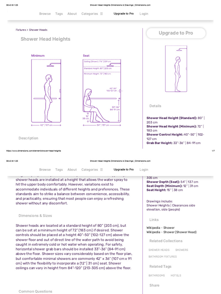 Standard Shower Head Heights Guide | PDF | Shower | Bathroom
