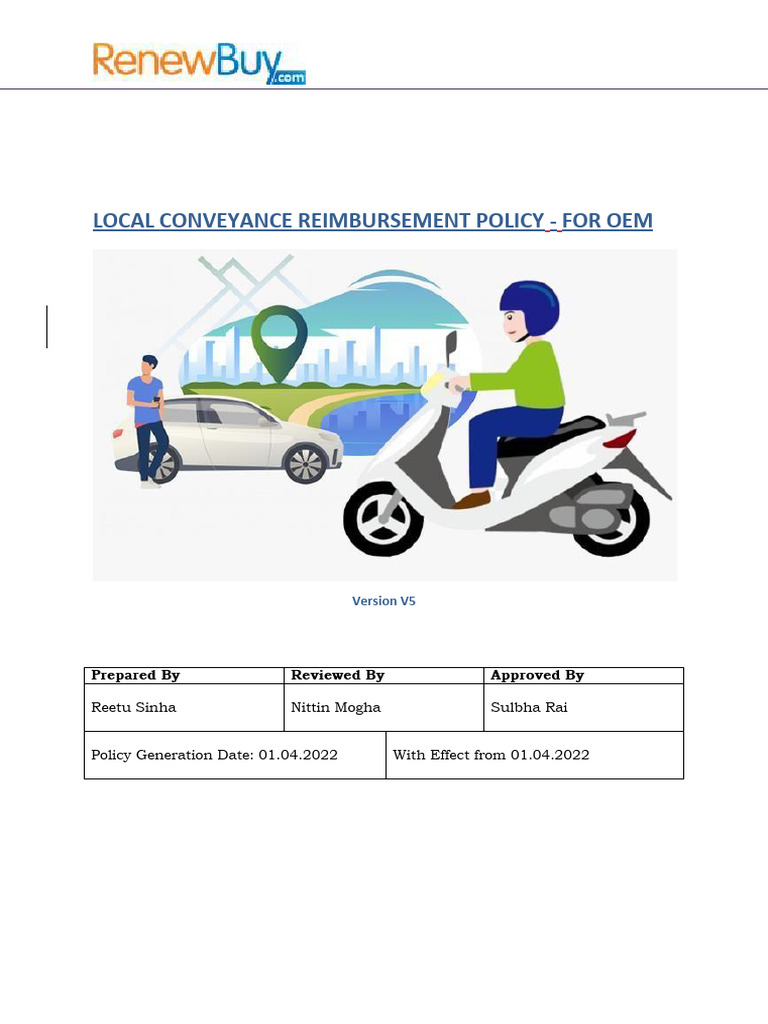 LocalConveyancePolicyfor OEM | PDF | Reimbursement | Expense
