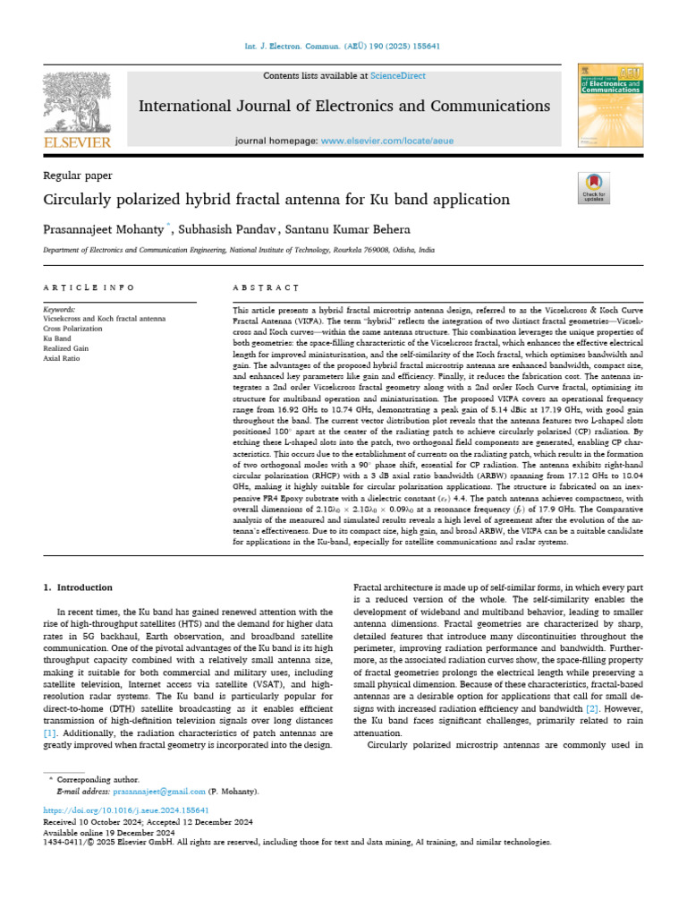 Circularly Polarized Hybrid Fractal A - 2025 - AEU - International ...