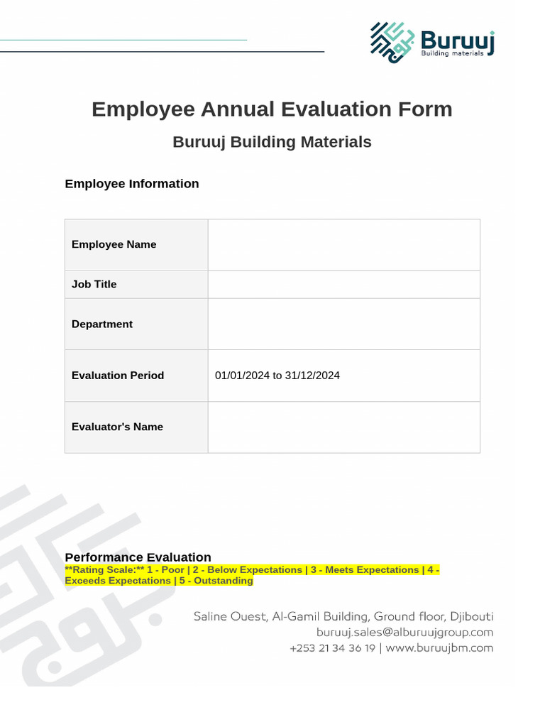 Employee Annual Evaluation Form Word (2) | PDF