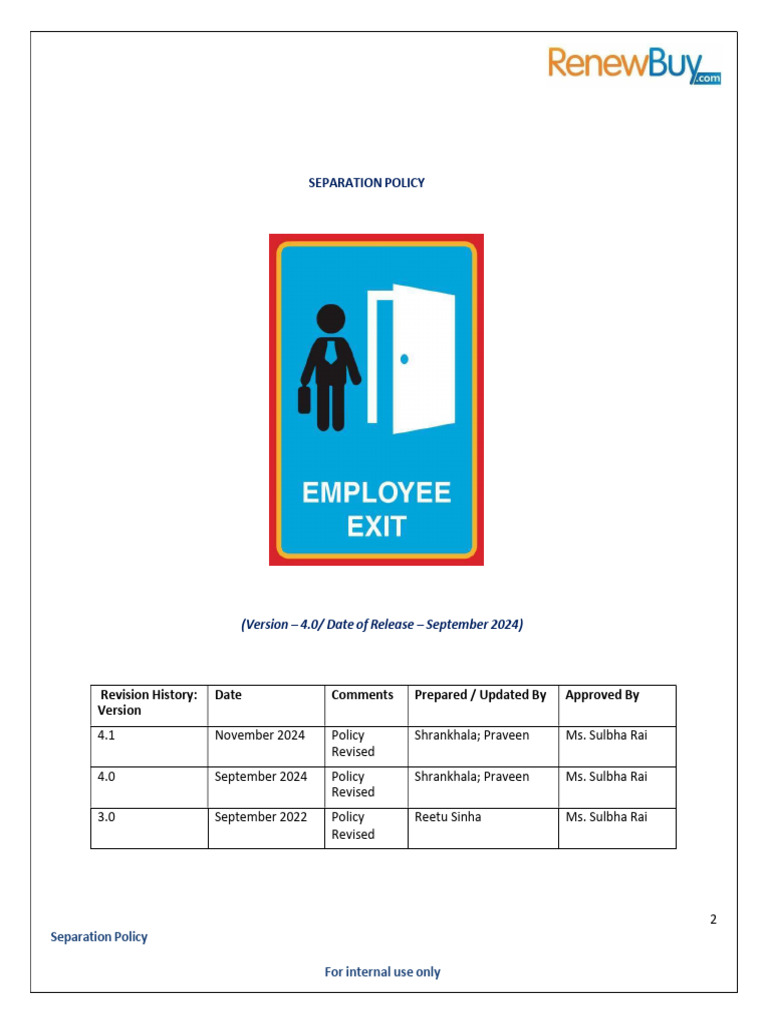 Employee Separation Policy Overview | PDF | Employment | Confidentiality