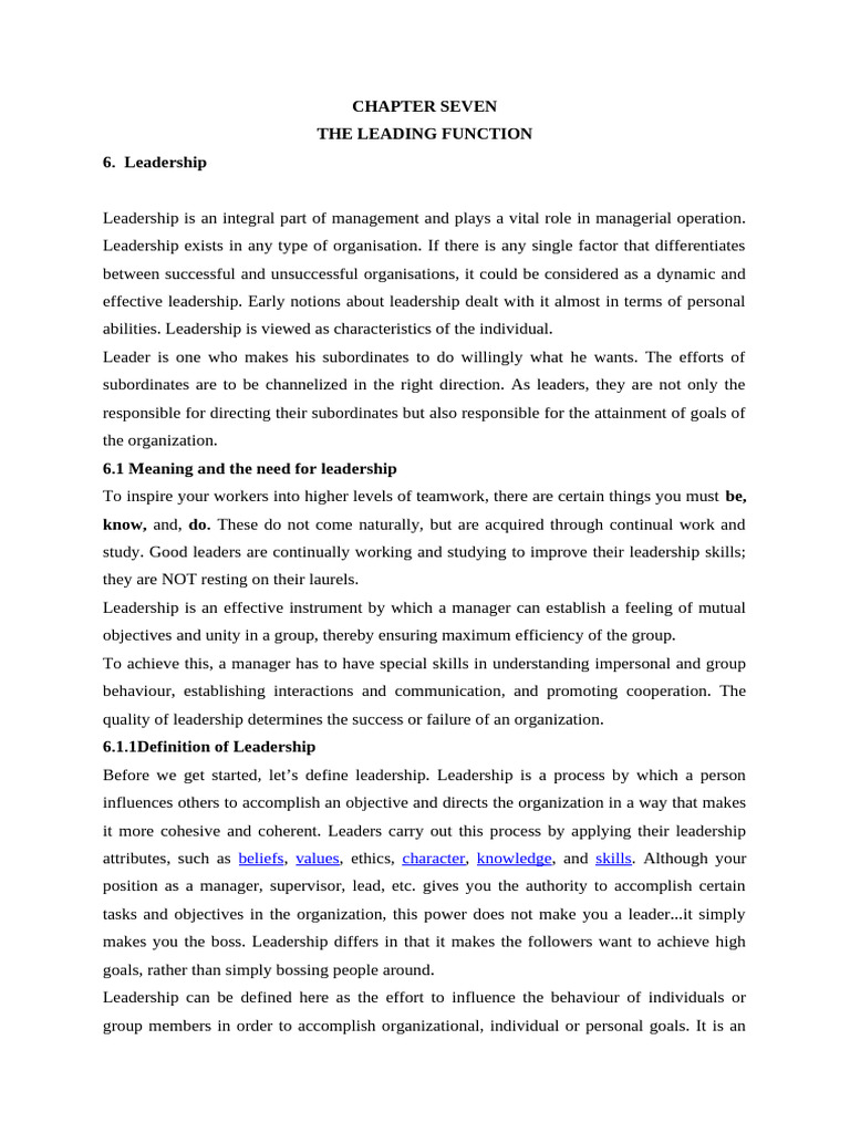 Seven Functions of Leadership Explained | PDF | Leadership | Motivational