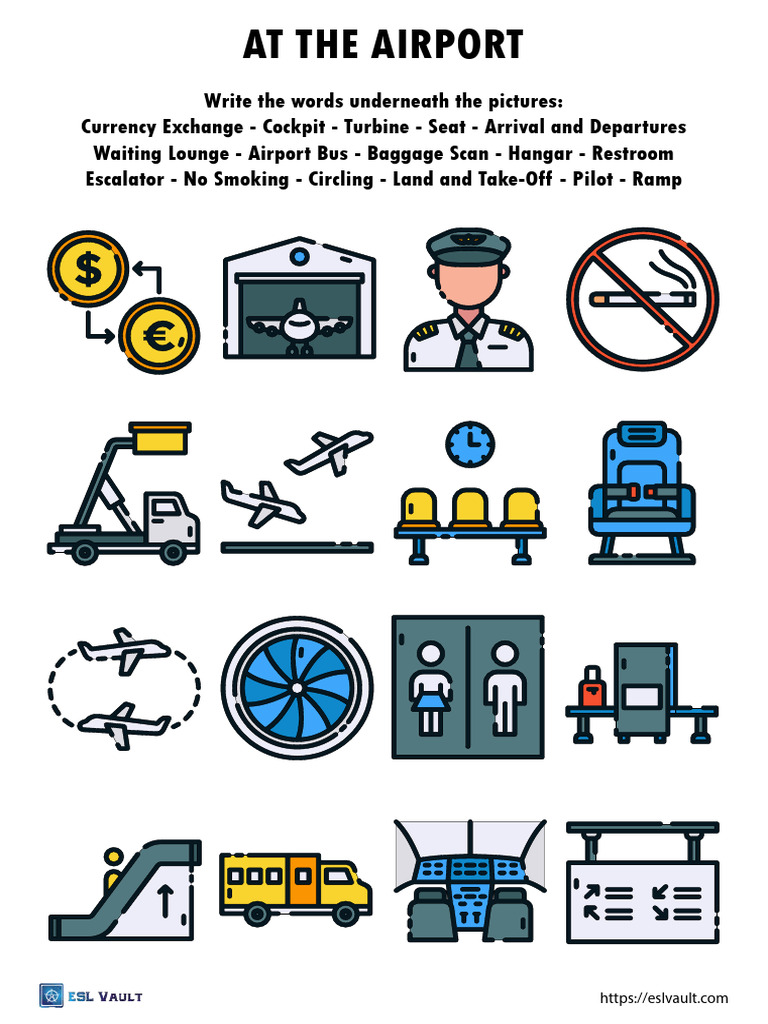 At The Airport Worksheet With Pictures | PDF