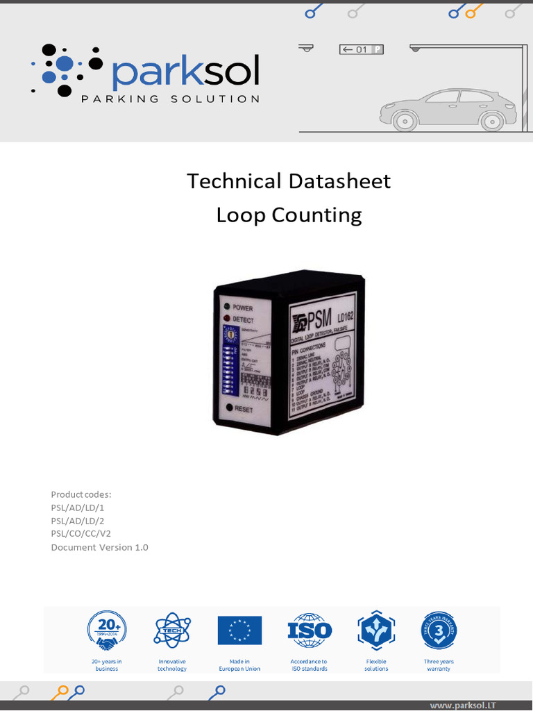 Datasheet Inductive Loop Counting V1 | PDF | Relay | Detector (Radio)