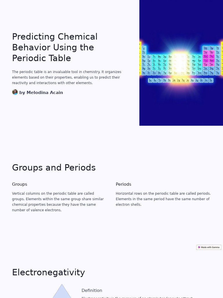 Predicting Chemical Behavior Using The Periodic Table | PDF | Ion | Periodic Table
