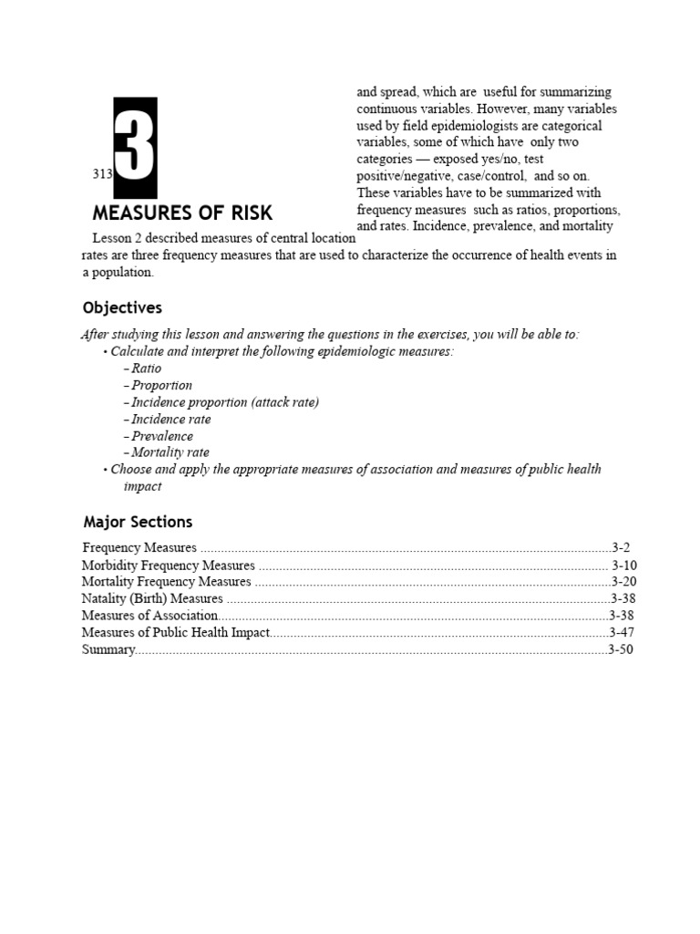 Epidemiologic Measures of Risk | PDF | Incidence (Epidemiology ...