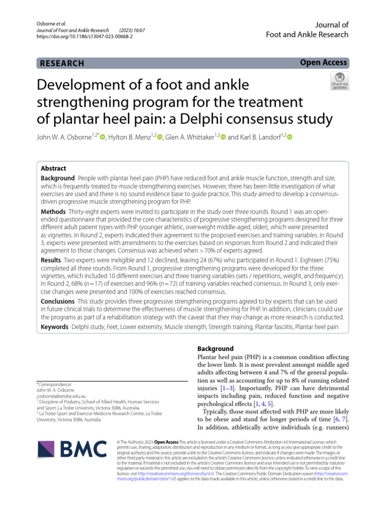 Development of A Foot and Ankle Strengthening Program For The Treatment ...