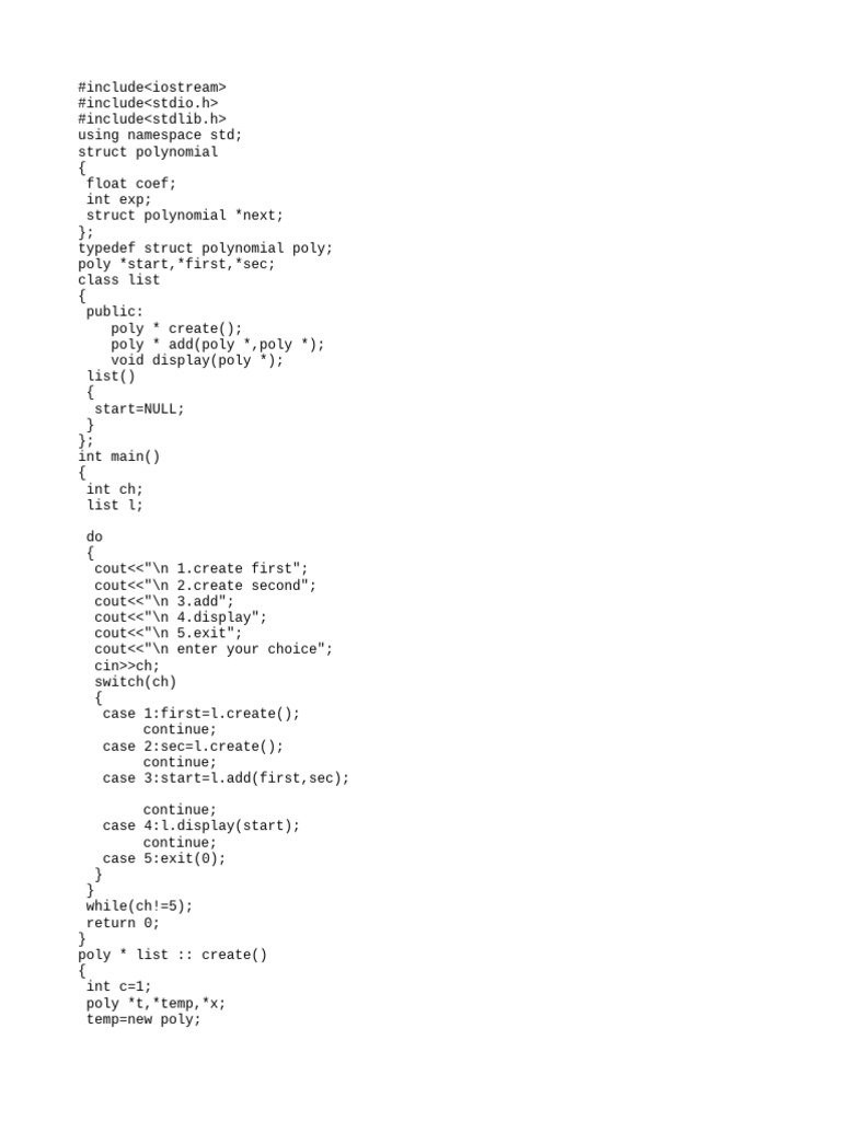 Polynomial Addition | PDF