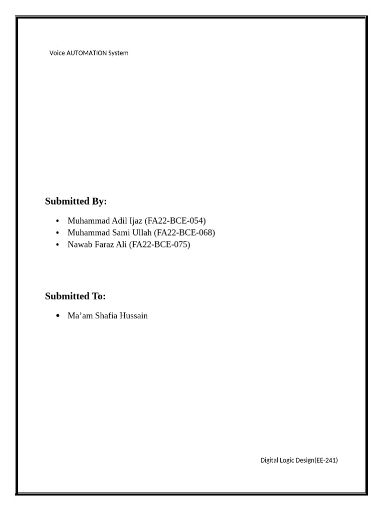 DLD Project Final Report | PDF | Automation | Arduino