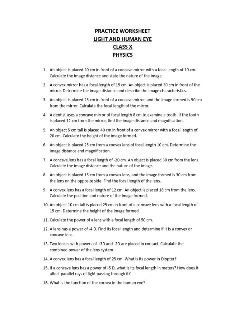 Revision Worksheet Light | PDF | Atomic | Electromagnetic Radiation