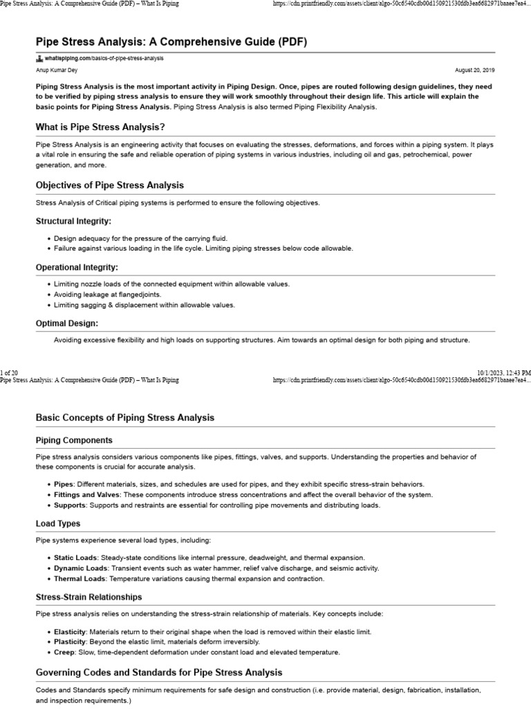 Pipe Stress Analysis Essentials Guide | PDF | Stress (Mechanics) | Pipe ...